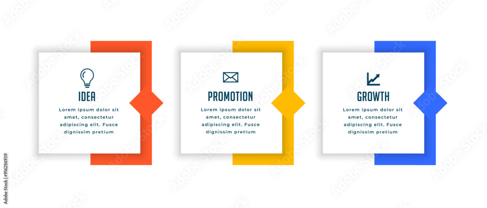 3 step infographic process chart banner for data visualization Stock ...