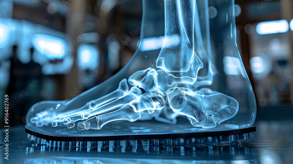 Anterior X-ray of a sprained ankle with clear ligament damage, detailed ...