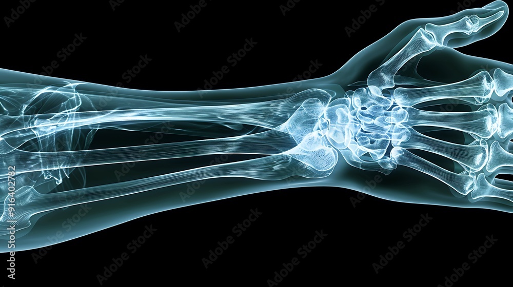 Anterior X-ray of a wrist with clear signs of carpal tunnel syndrome ...