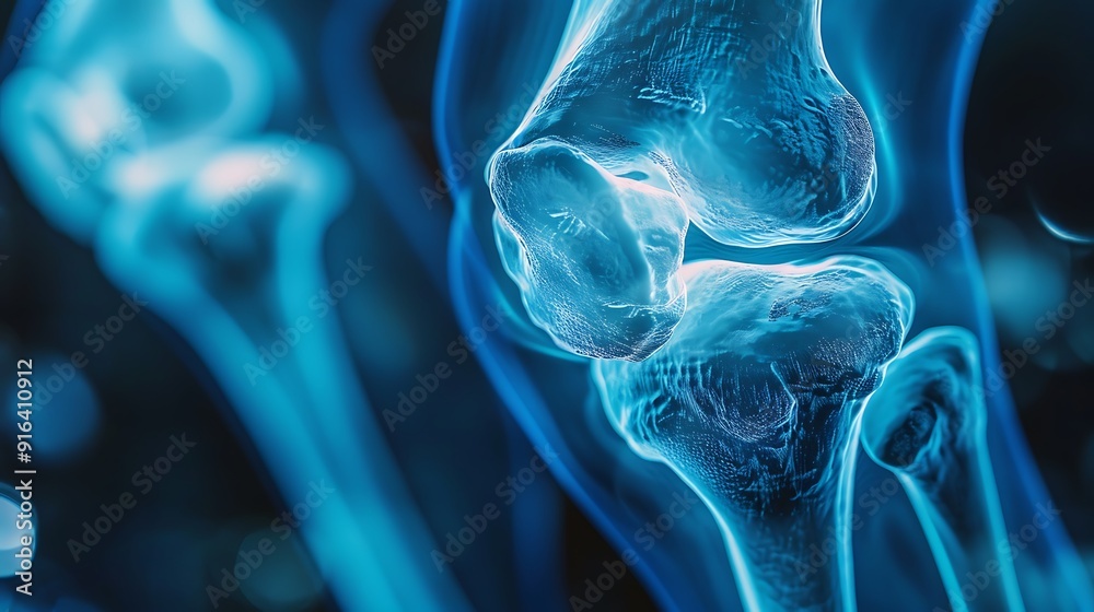 Side-view X-ray of knee joints, highlighting joint degeneration and ...