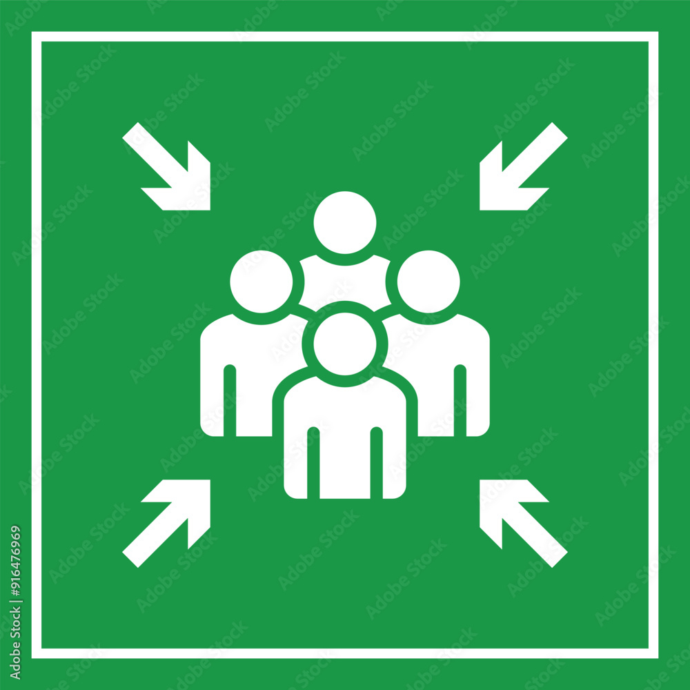 Emergency evacuation assembly point sign isolated vector illustration ...
