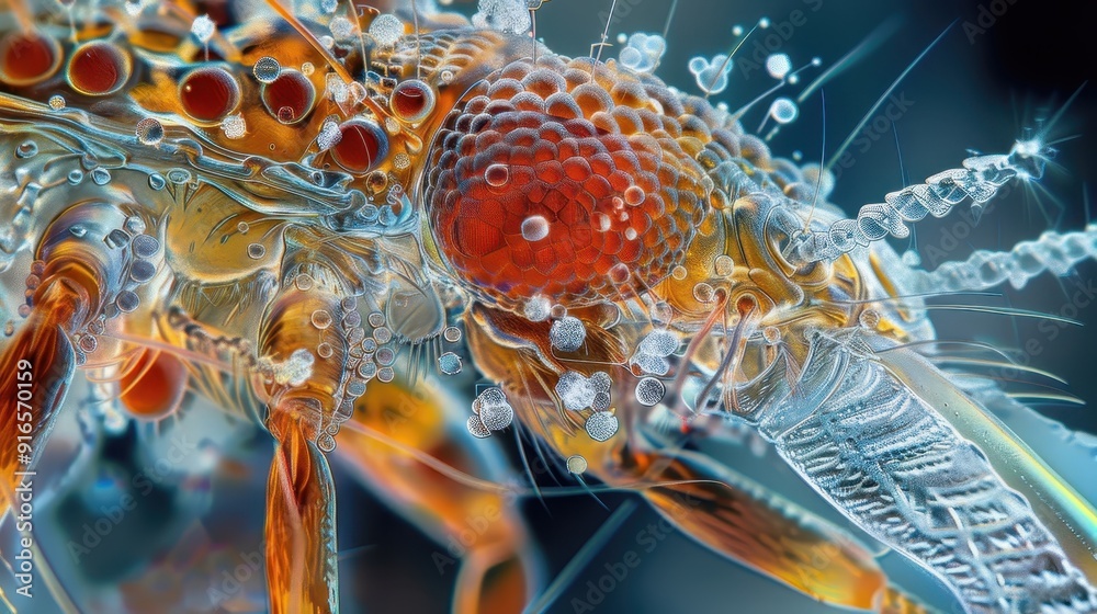 Intricate Microscopic View of Water Flea Anatomy Revealing Detailed ...