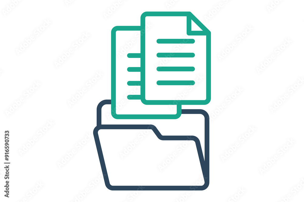 Data collection icon. folder with paper. icon related to gather. line ...