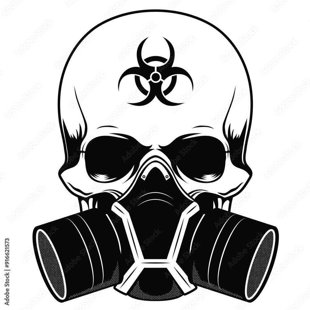 Skull with gas mask vector illustration. Stock Vector | Adobe Stock