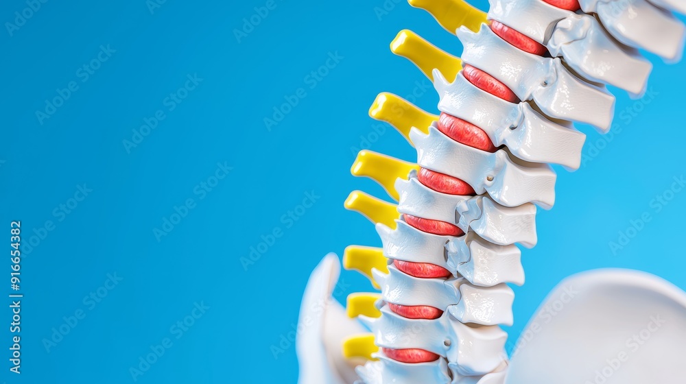 Anatomical Model of the Cervical Spine with Yellow Ligaments and Red ...