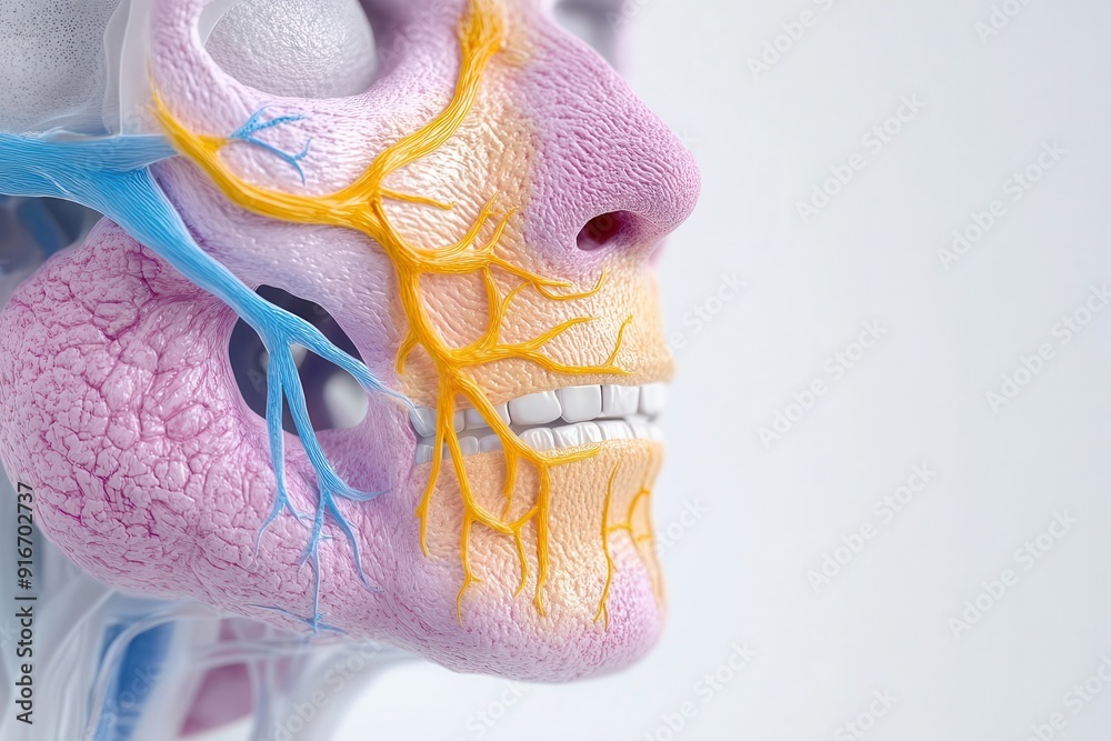 Detailed anatomical model showcasing the human facial structure ...