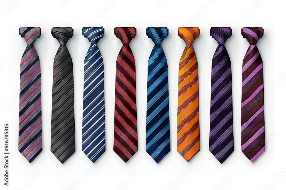 Templates for striped silk neckties with preset textures. Man's tie set ...