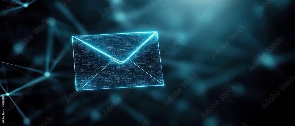 Digital mail icon representing modern communication technology on a ...