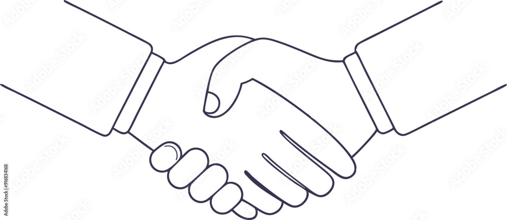 continuous single line drawing of businessmen shaking hands, business ...
