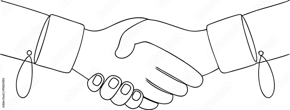 continuous single line drawing of businessmen shaking hands, business ...