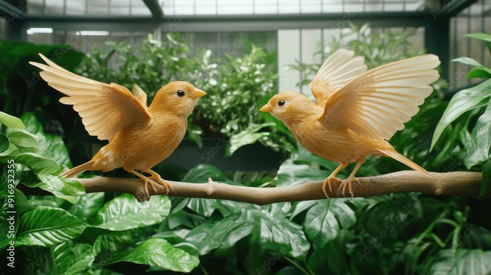 Two birds clash with wings spread wide and legs raised, creating a ...