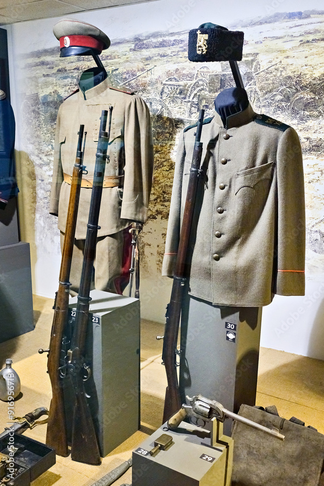 Sofia, Bulgaria, April 24, 2024; Rifles Mossin, Krnka, Berdan 2 ...