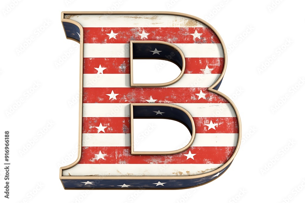 Letter B with stars and stripes. American flag lettering font. Vector ...