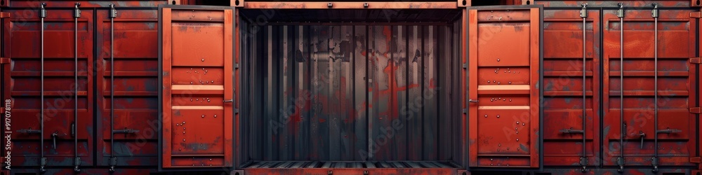 Securely Locked Shipping Cargo Container with Steel Door Commercial ...