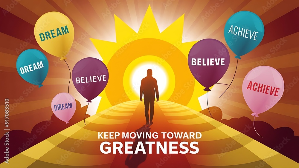 Keep moving toward greatness colorful background and text (T-shirt ...