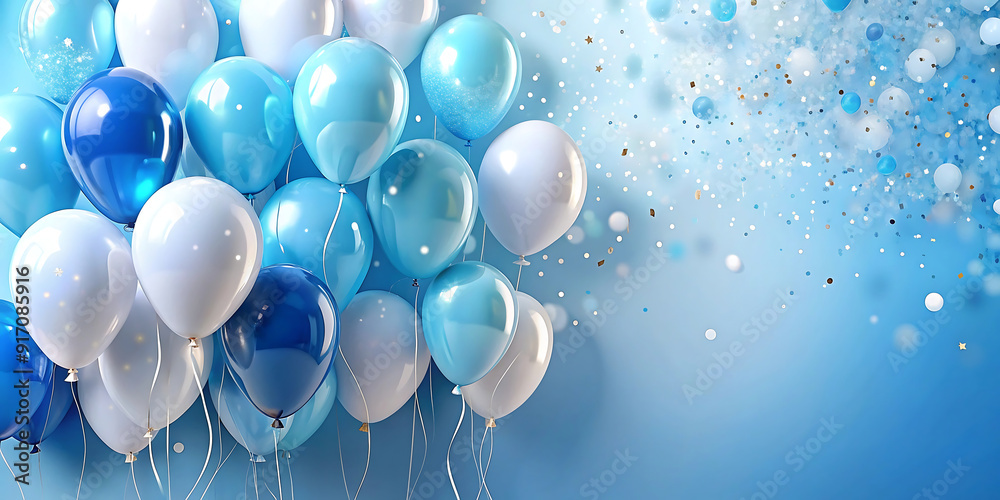 blue background with balloons Stock Photo | Adobe Stock