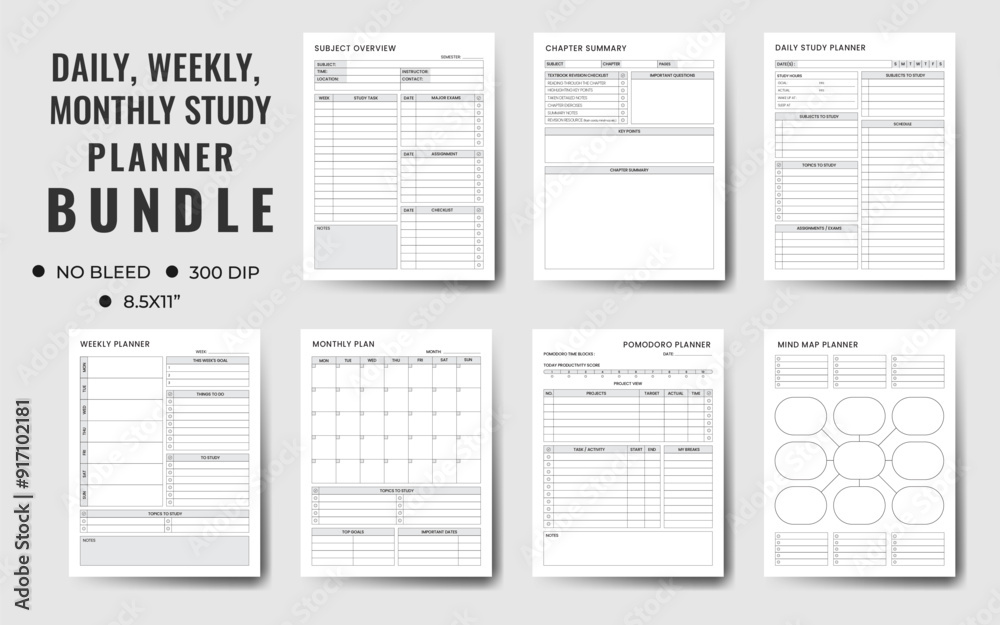 Daily, Weekly, Monthly, Study Planner, School, Collage, High School And ...