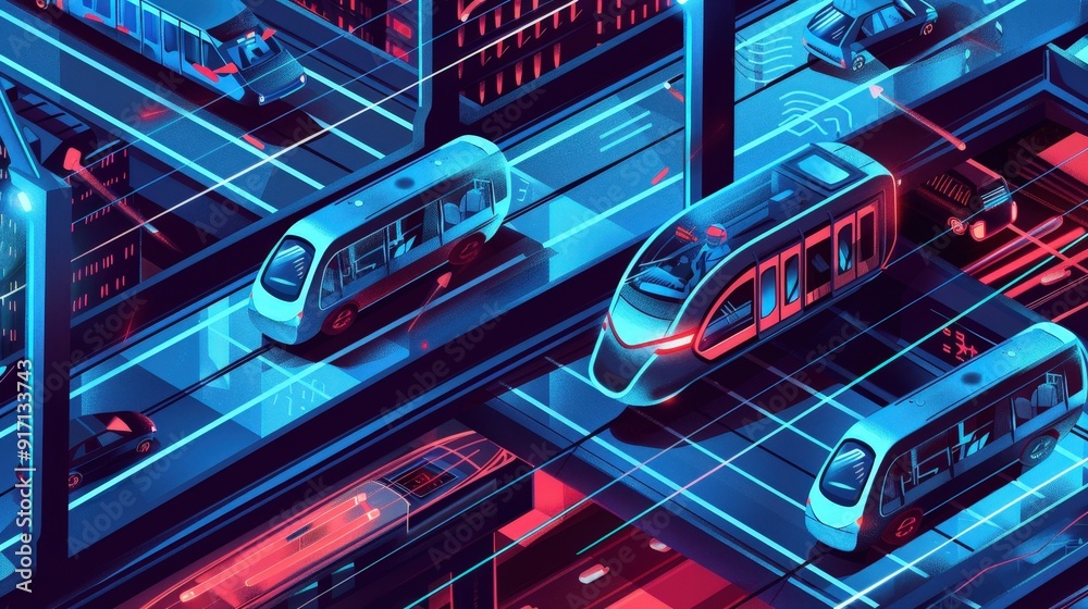 Design a vector image of a futuristic transportation system. What ...