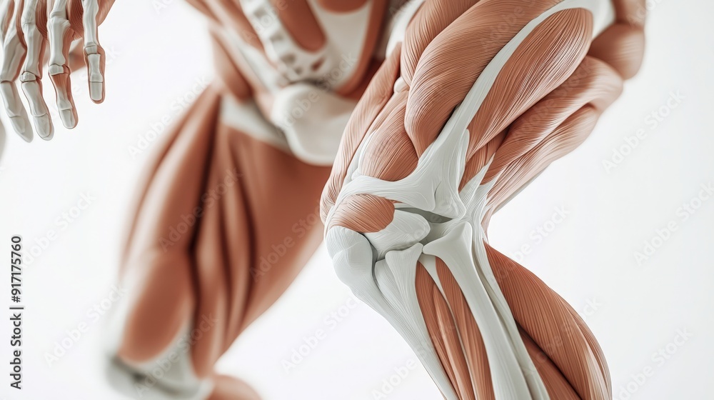 Detailed anatomical model showing human muscle structure, highlighting ...