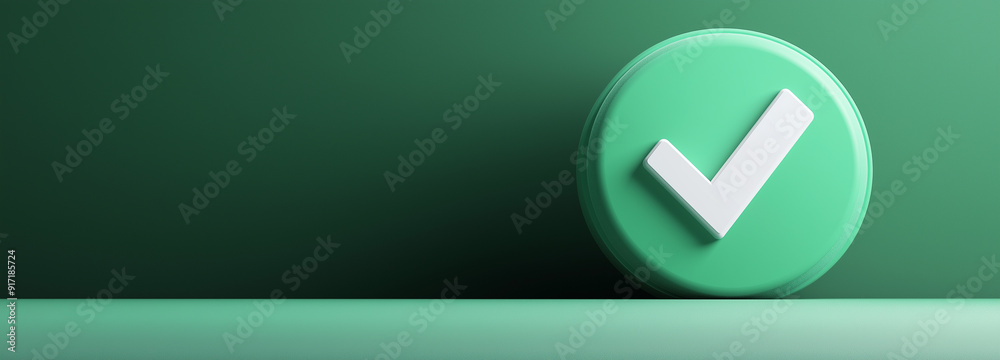 3D green circle with white check mark in it Stock Photo | Adobe Stock