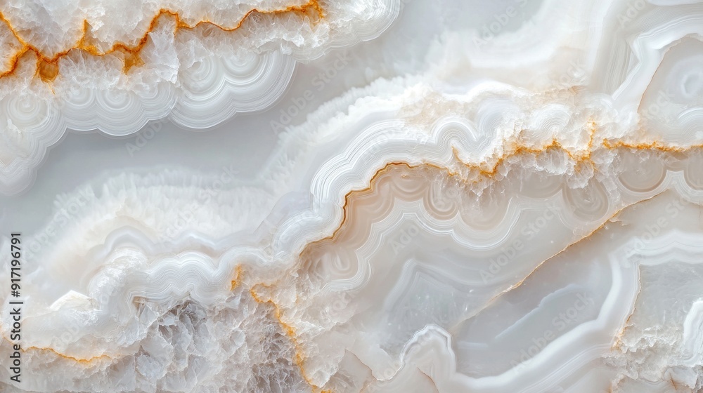 Detailed close-up of orange and white agate geode showing complex ...