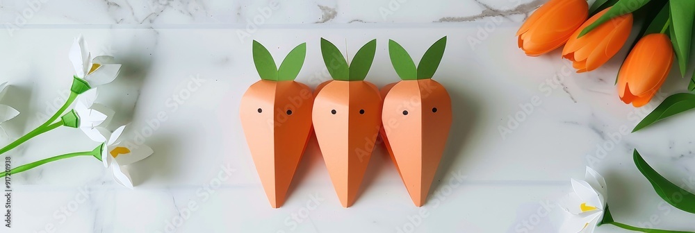 Tutorial for making a DIY paper carrot craft Easter treat box step by ...