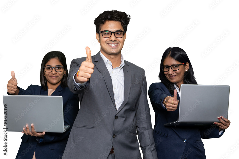 Excited Indian Team of Skilled Professionals Giving Thumbs Up Positive ...