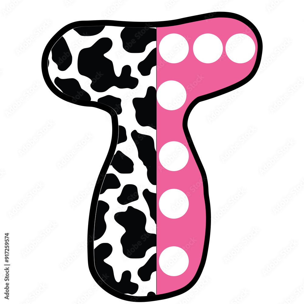 Illustration Stock half cow doodle bright polka dot font alphabet svg ...