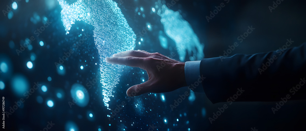 Project manager using a tablet to manage international projects. world ...