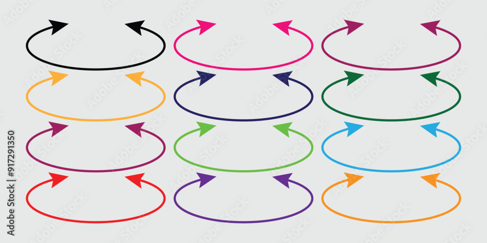 Dual sided arrow vector. Dual semi circle arrow. Semi-circular ...