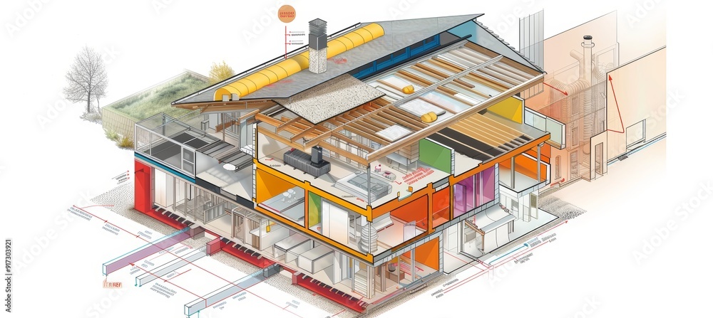 Detailed Architectural Diagram of Building Heat Preservation Materials ...