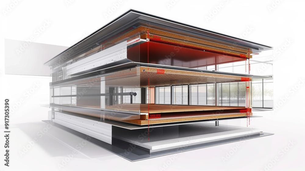 Detailed Cutaway View of Insulated Metal Building Panel with Multi ...
