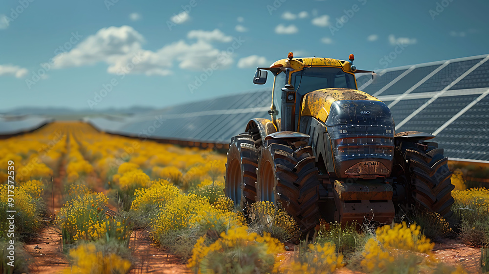 Solarpowered robotic tractor patrolling vast solar farm Australia's ...