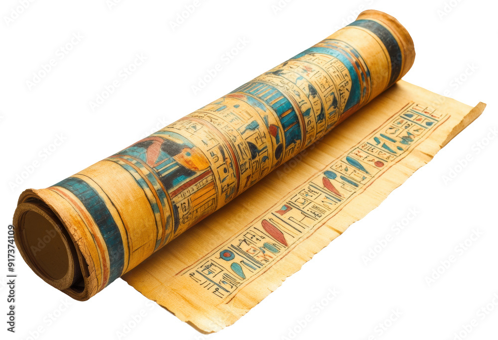 Ancient Egyptian papyrus scroll showcasing hieroglyphics and symbols ...