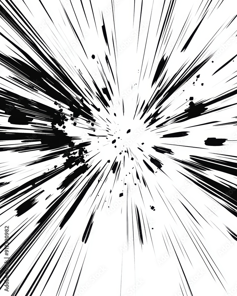 Dynamic manga motion effects with comic-style speed lines, action ...