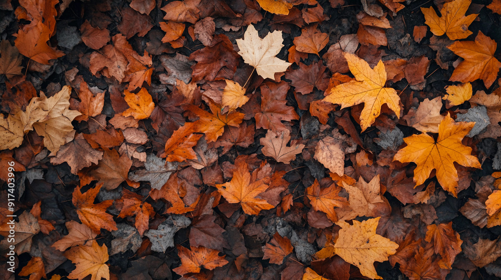 Autumn forest background with fallen leaves on the ground. Stock Photo ...