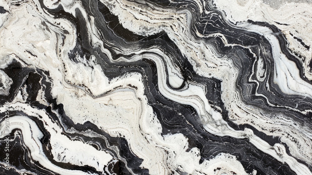 Spanish granite slab in a natural black and white Real Blanco Wave ...