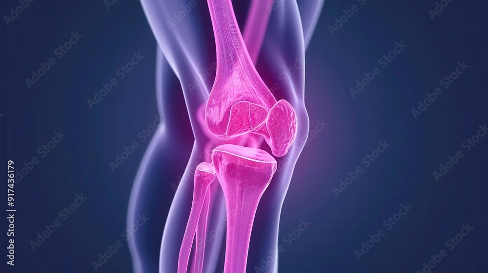 Illustration of a human knee joint in vibrant colors, showcasing ...