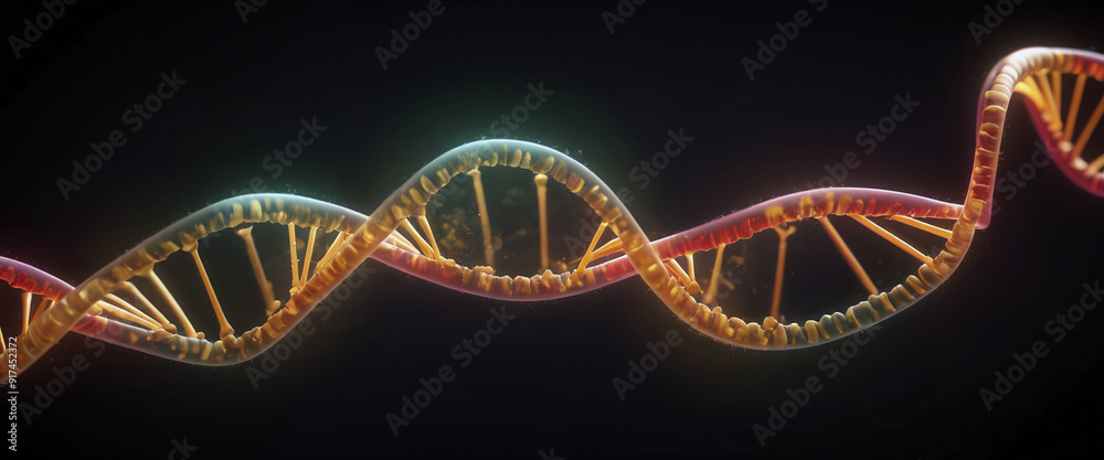 Illustrative depiction of nucleic acid double helix with connected ...