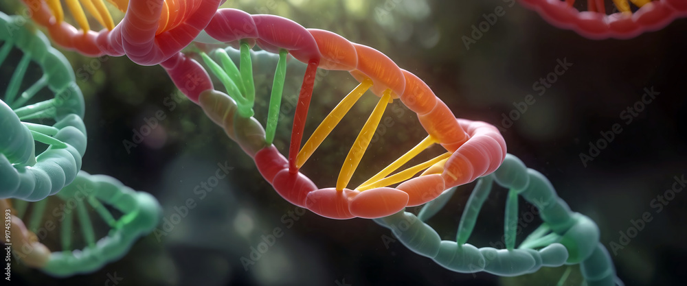Illustrative depiction of nucleic acid double helix with connected ...