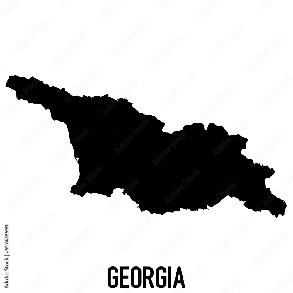 Georgia Map - black World Map International vector template with High ...