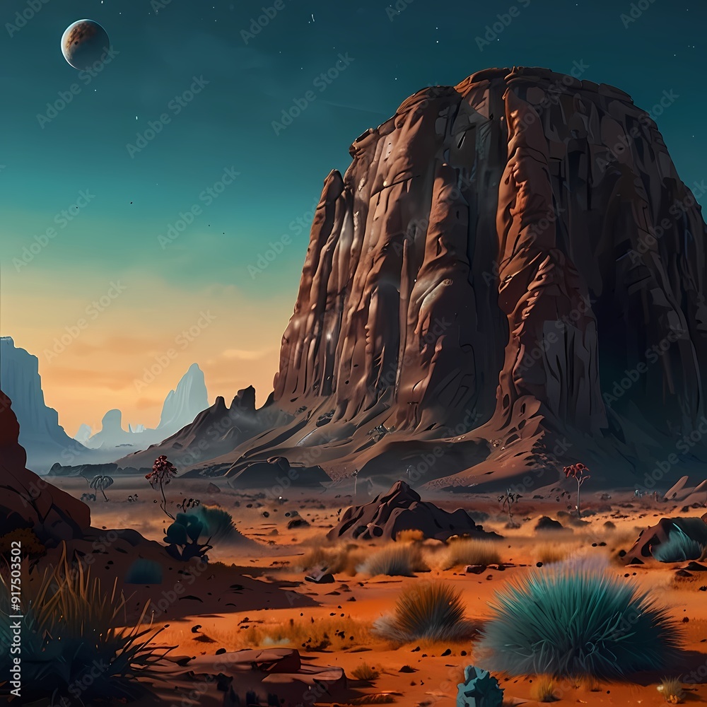 Alien Planet Landscape with Otherworldly Terrain and Exotic Flora – A ...