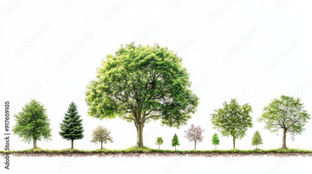 Life cycle of a tree, with illustrations from seed to mature tree ...