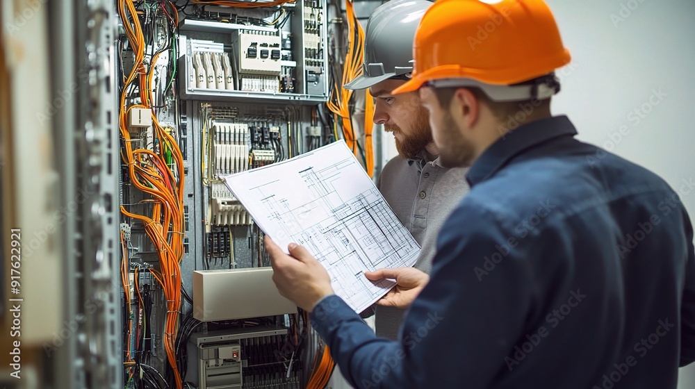 Powering Progress: Engineers Collaborate on Electrical Panel Blueprint ...