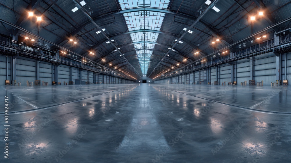 Empty Warehouse Interior in Full 360 Spherical HDRI Panorama for VR/AR ...