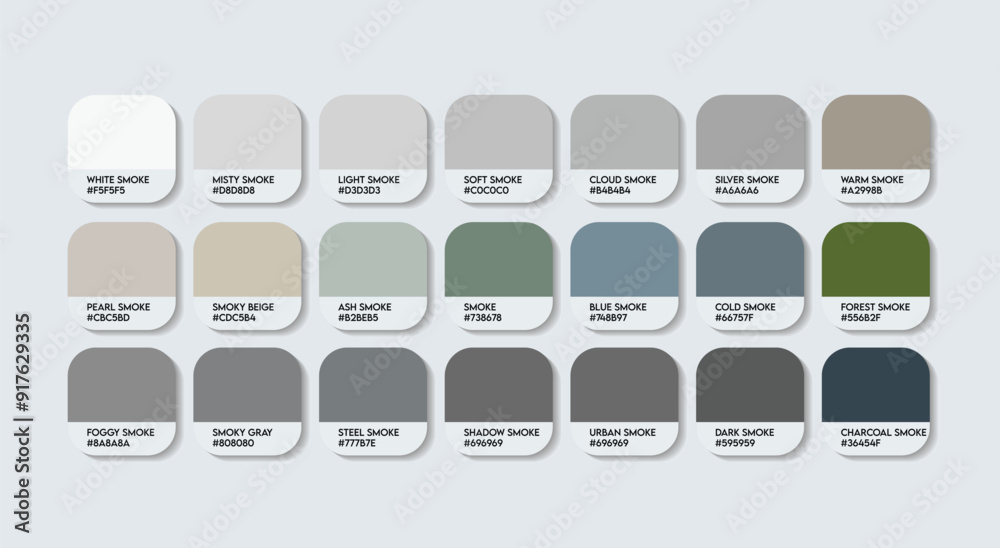 Vector de Stock Smoke Gray Color Palette, Smoke Gray Color Guide ...