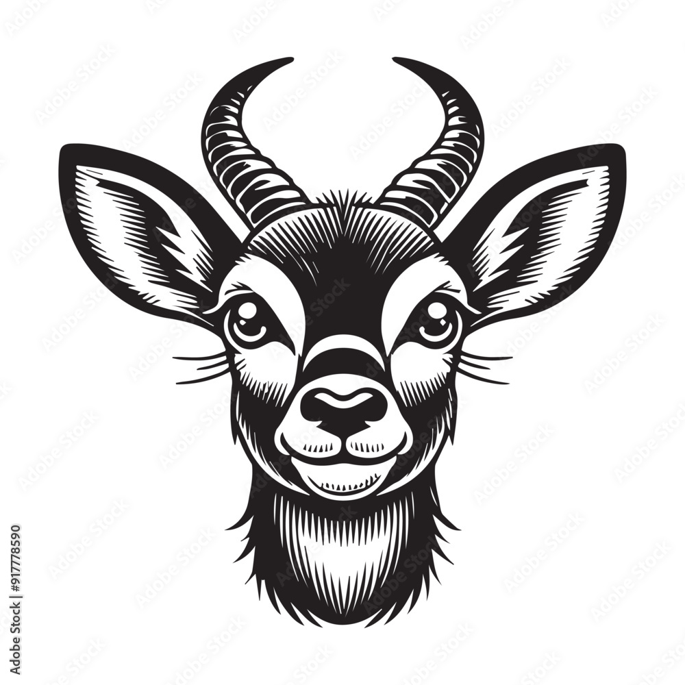 Antelope Face Clipart, Antelope Face Logo, Antelope illustration in ...