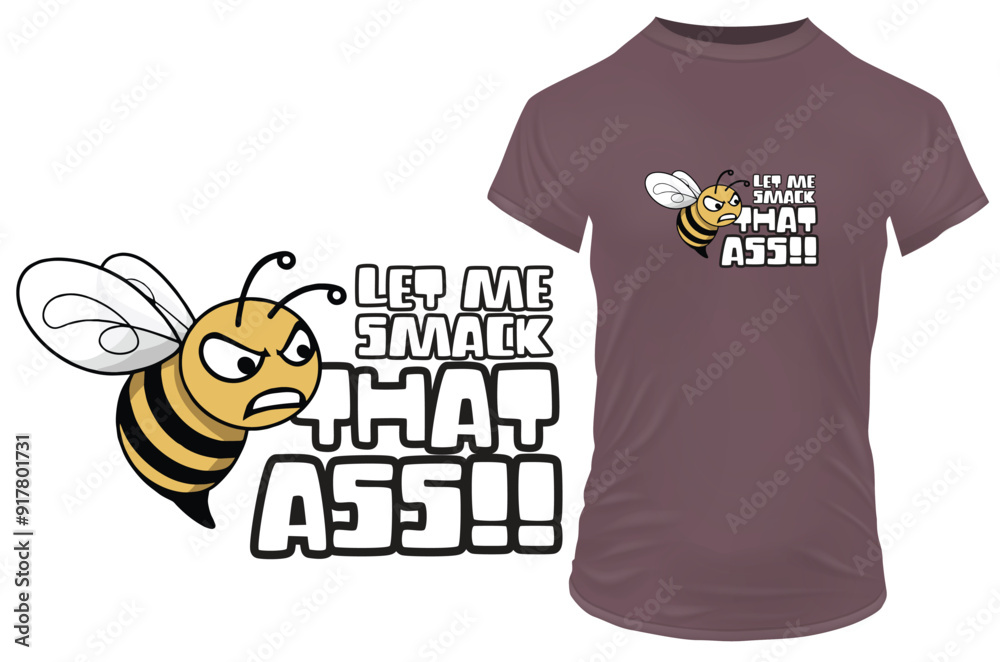 Funny angry honey bee logo, clipart or mascot with a funny quote let me ...