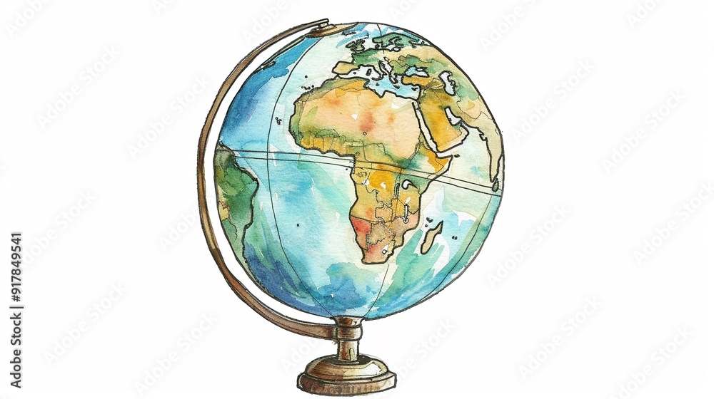 Globe for geography lessons,Clipart, watercolor illustration, Perfect ...