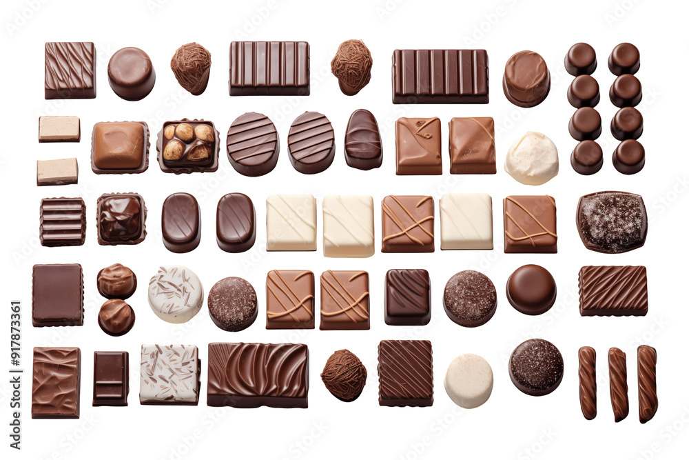 Top view chocolates on transparent background. Topics related to ...